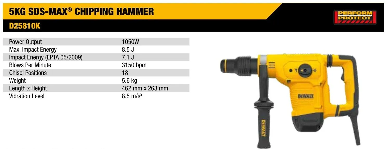 Buy 5 KG CHIPPING HAMMER - D25810K (B5) - DEWALT MID SIZE HAMMER - 5 KG ...