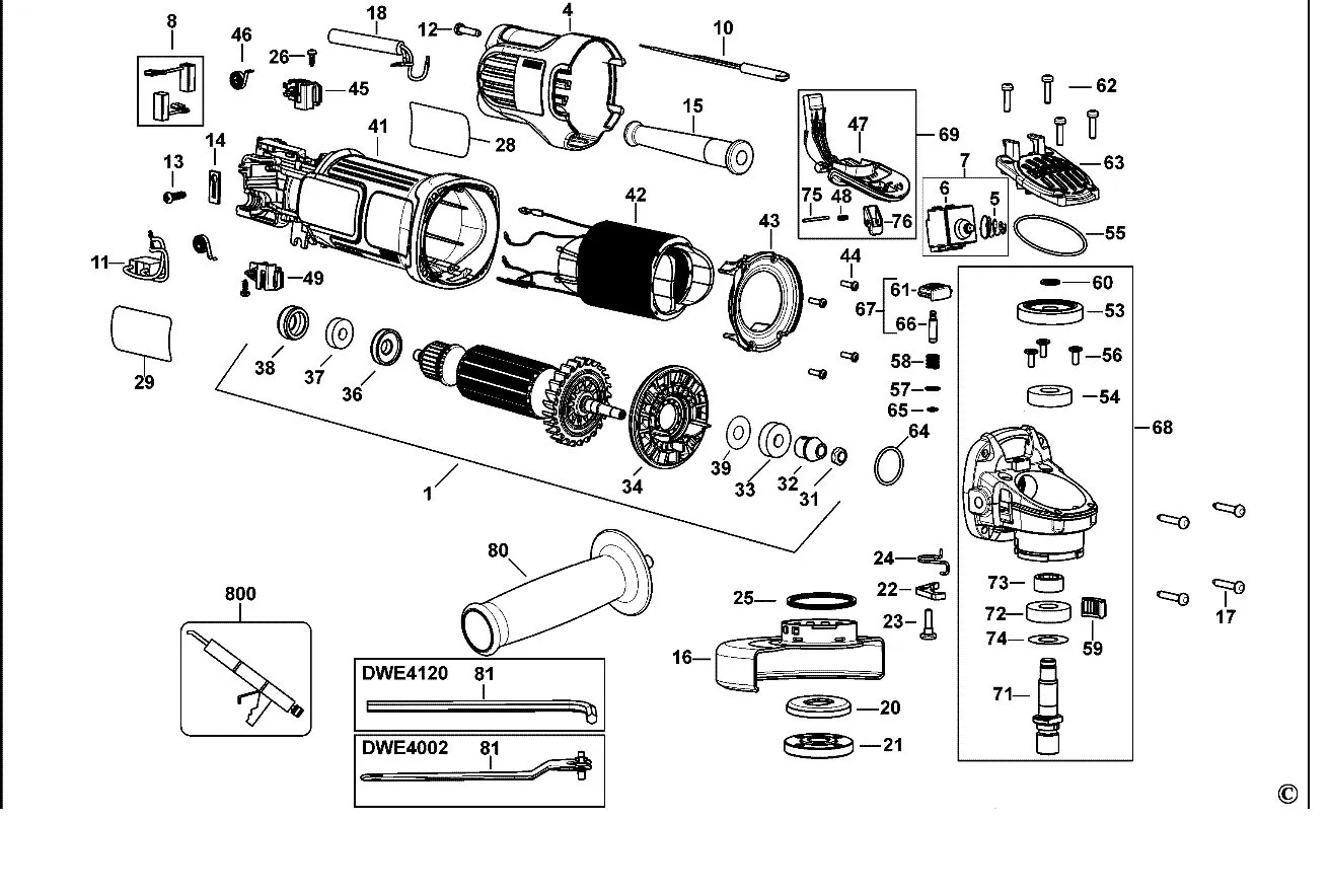 DWE4002-B4 – 100MM SMALL ANGLE GRINDERS – 100MM, 800W, PADDLE SWITCH ...