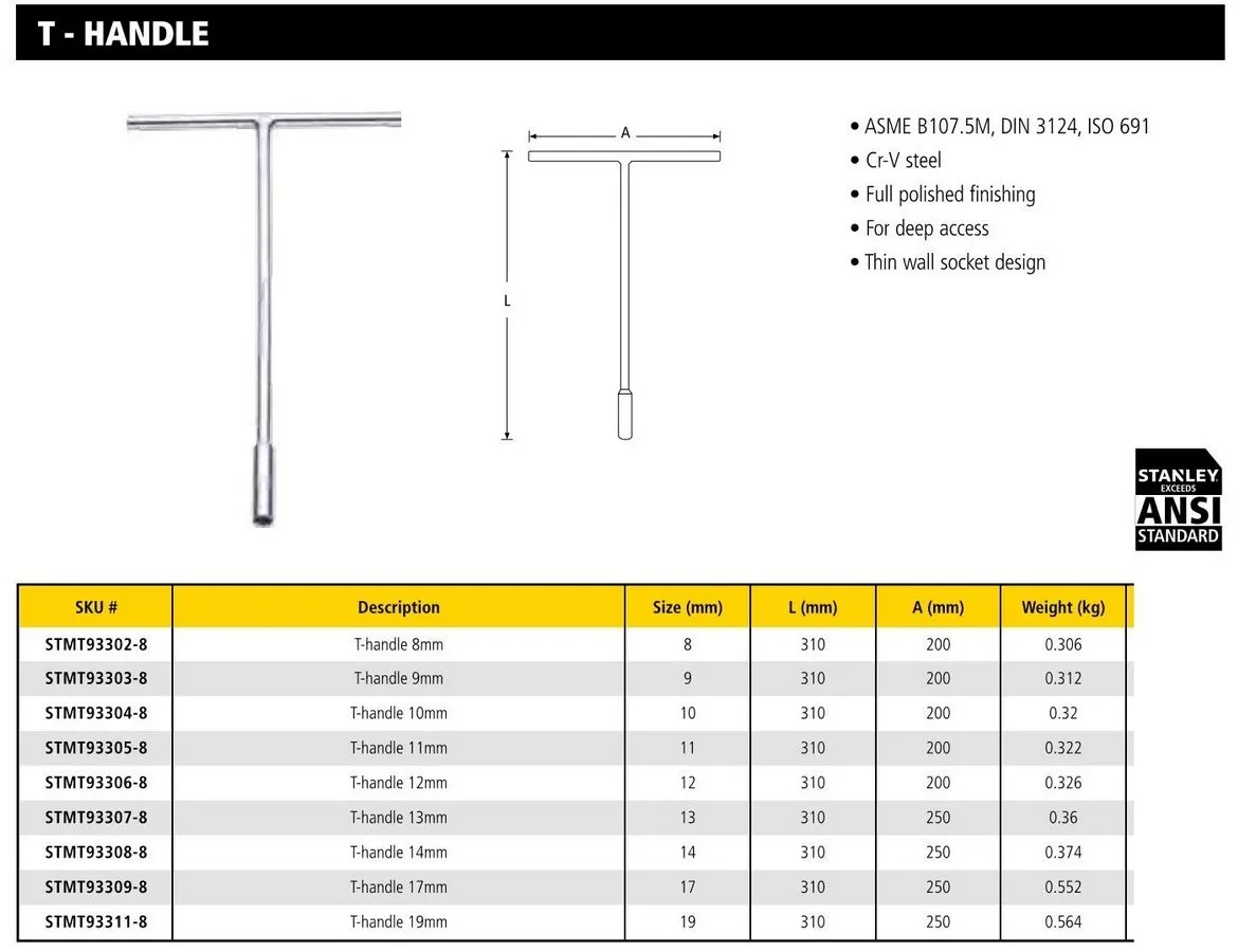 T-HANDLE 8MM- STANLEY TEE TOOL – UDEMANDME