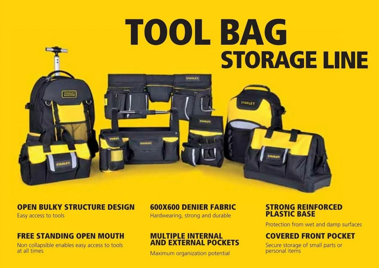 12″ OPEN MOUTH SOFT SIDE TOOL BAG- STANLEY STORAGE TOOL – UDEMANDME