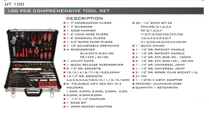 COMPREHENSIVE TOOL SET – 100 PCS. ( COMBINATION PLIER / SCISSOR/ HAMMER ...