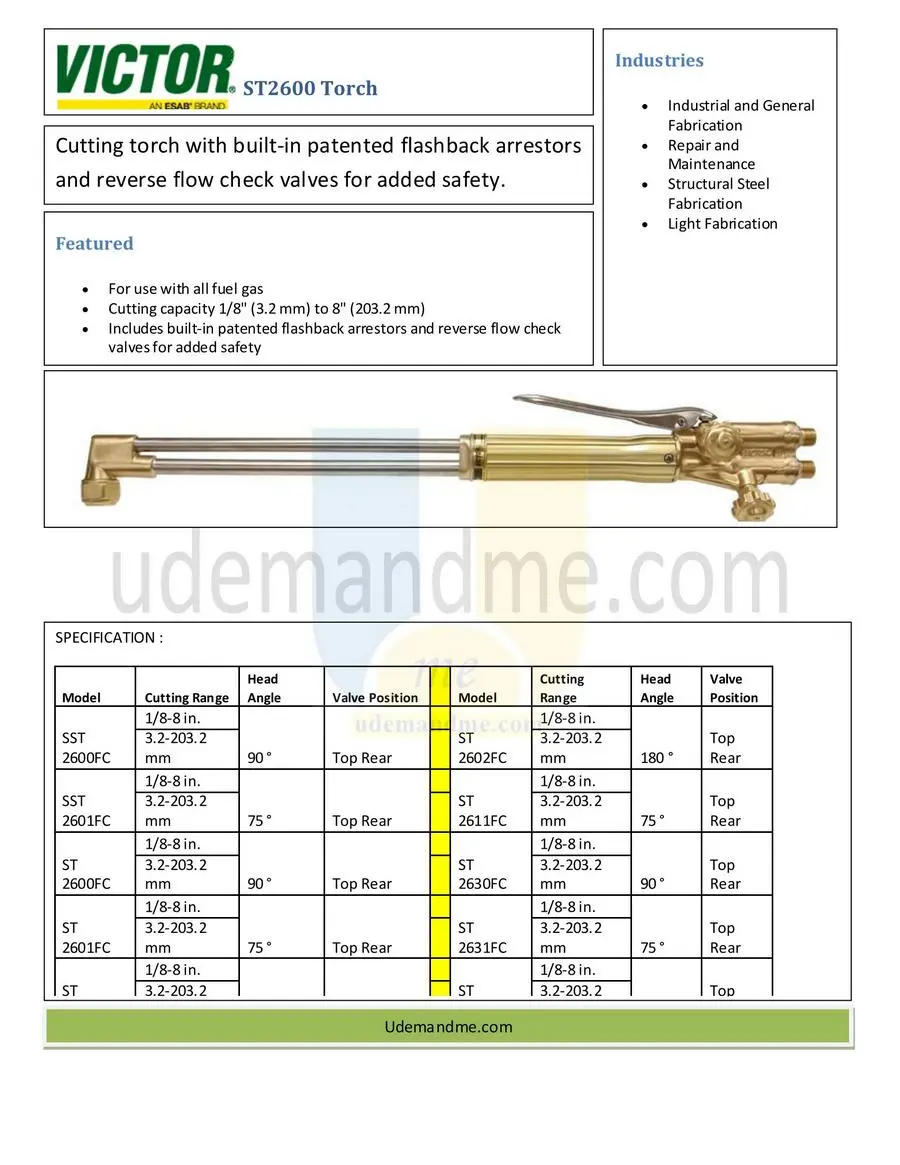 Buy VICTOR - HEAVY DUTY STRAIGHT CUTTING TORCH - ST 2600FC Online Dubai ...