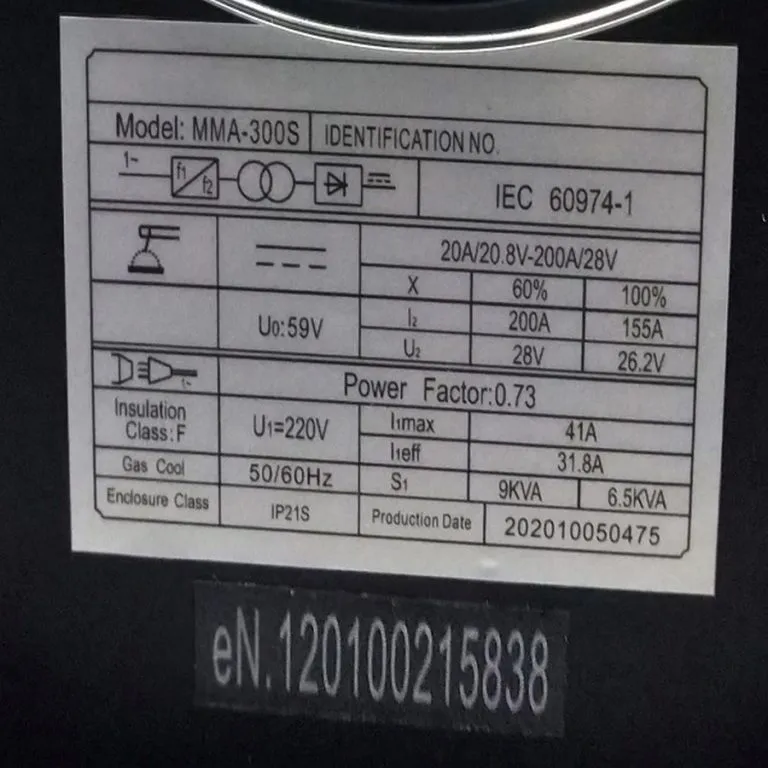 EDON MMA 300S SINGLE PHASE WELDING MACHINE – OUTPUT CURRENT RANGE ( 20 ...