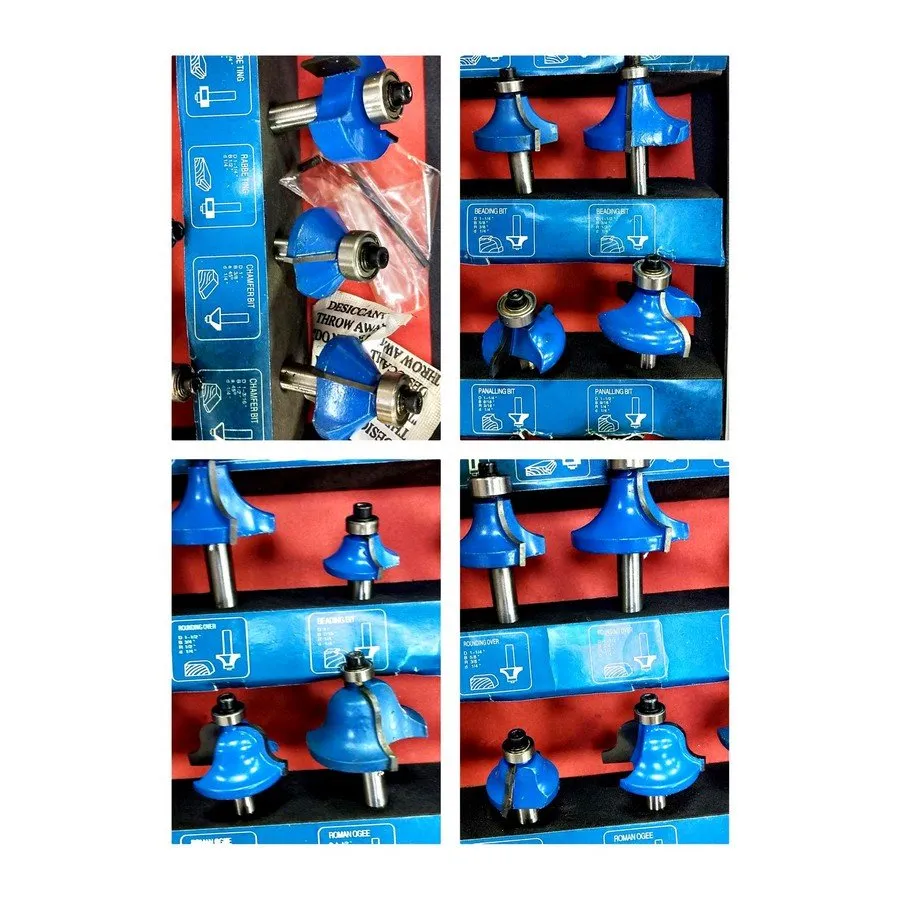 35 PCS. ROUTER CUTTER BIT SET – COVE BIT, ROMAN OGEE, PANALLING BIT ...