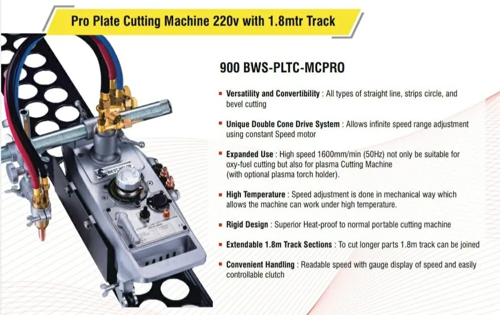 PRO PLATE PUKK CUTTING MACHINE WITH 1.8 mtr TRACK – UDEMANDME